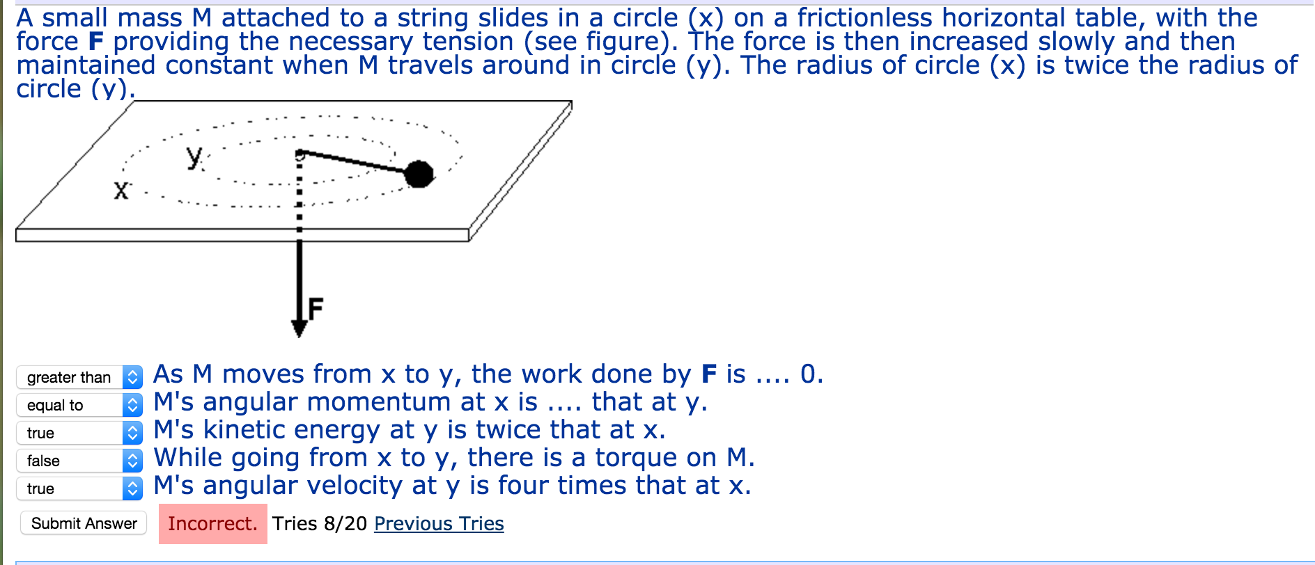 Solved Help!!! A small mass M attached to a string slides in | Chegg.com