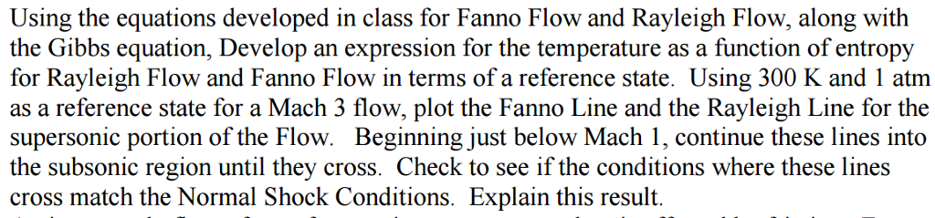 Solved Using the equations developed in class for Fanno Flow | Chegg.com