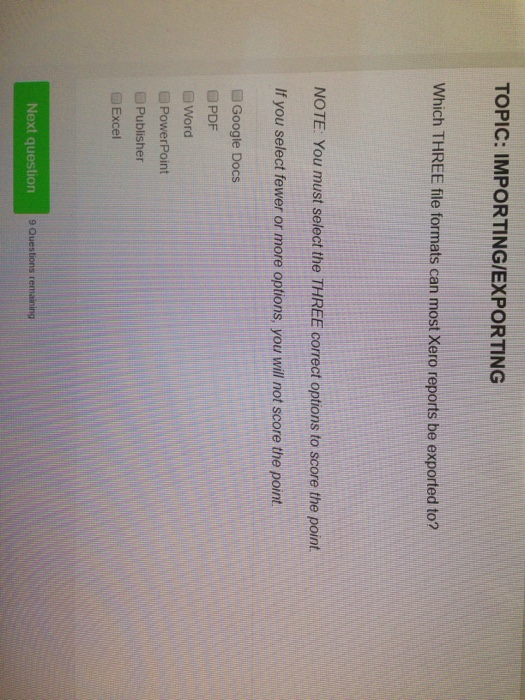 Solved TOPIC: IMPORTING/EXPORTING Which THREE file formats | Chegg.com