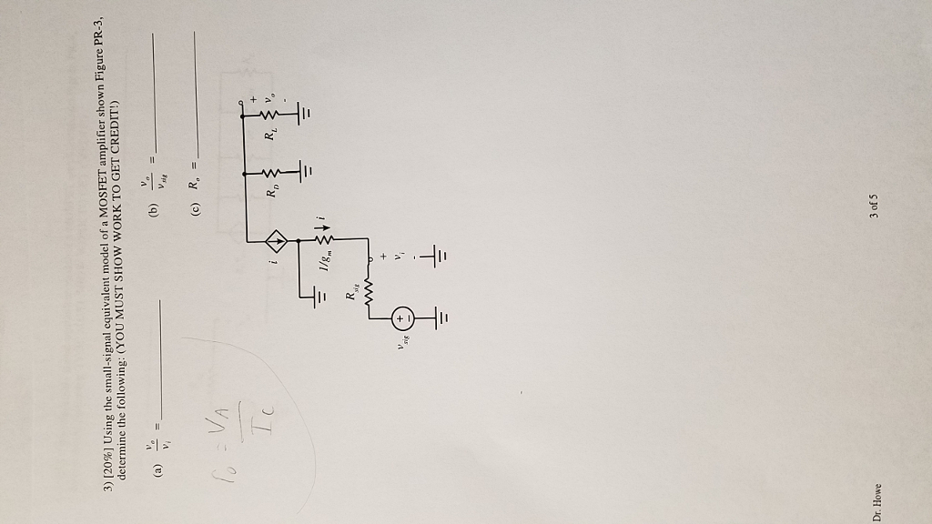 Solved Using the small-signal equivalent model of a MOSFET | Chegg.com