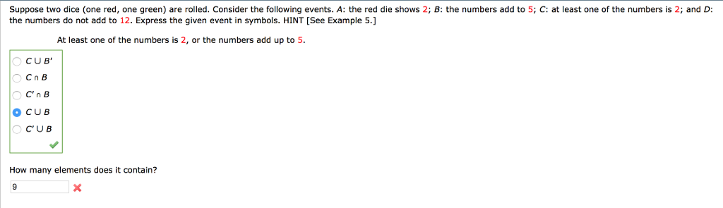 Solved Suppose two dice (one red, one green) are rolled. | Chegg.com