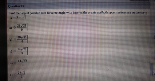 Solved Find the largest possible area for a rectangle with | Chegg.com