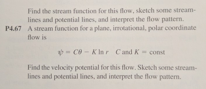 Solved Find the stream function for this flow, sketch some | Chegg.com
