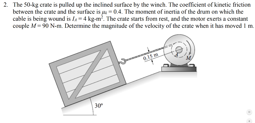 Solved The 50-kg crate is pulled up the inclined surface by | Chegg.com