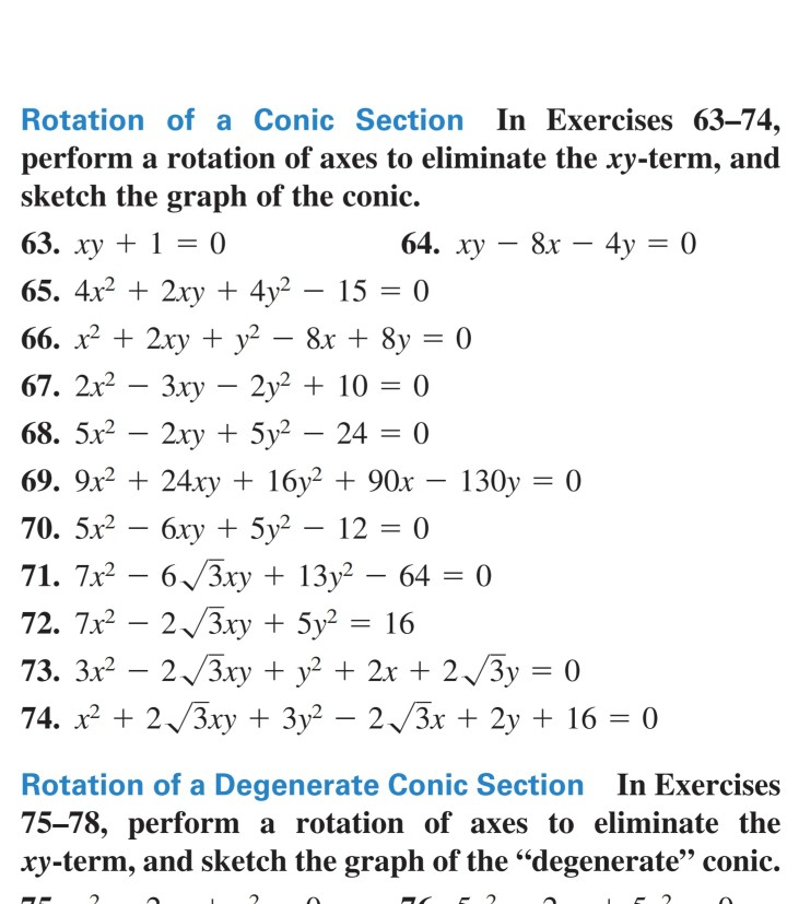Solved Rotation of a Conic Section In Exercises 63-74, | Chegg.com