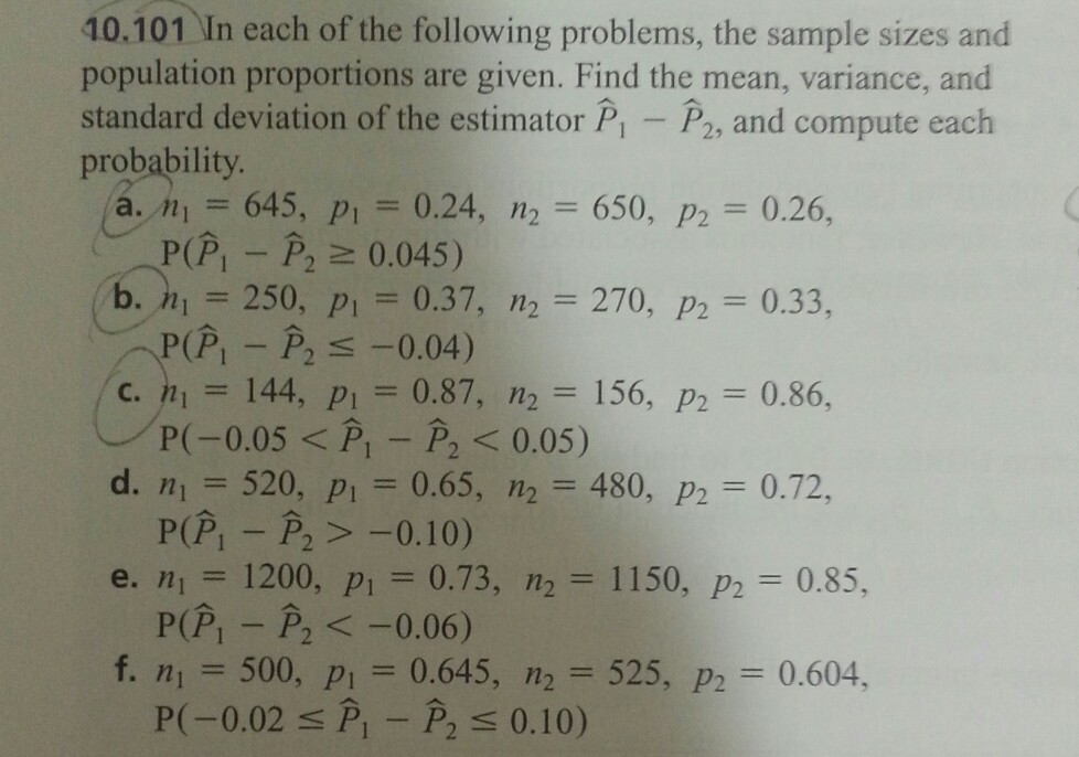 Solved In each of the following problems, the sample sizes | Chegg.com