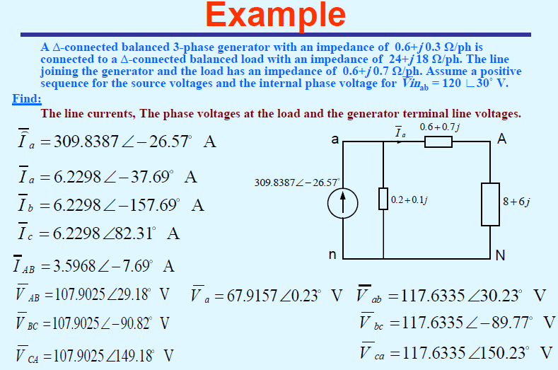 Solved xample A Δ-connected balanced 3-phase generator with | Chegg.com