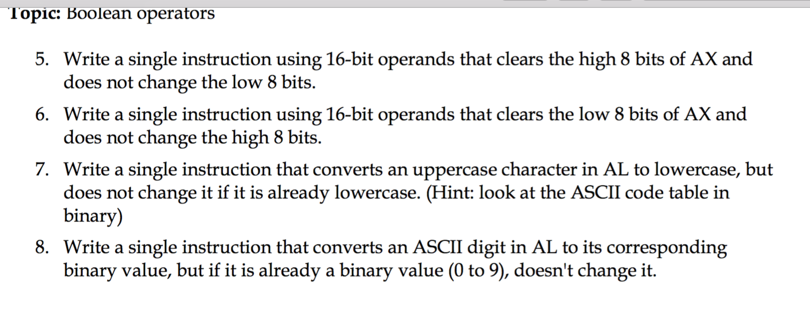 Write a single instruction using 16-bit operands that | Chegg.com