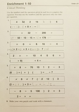 Solved Critical Thinking: Use the numbers and the operators | Chegg.com
