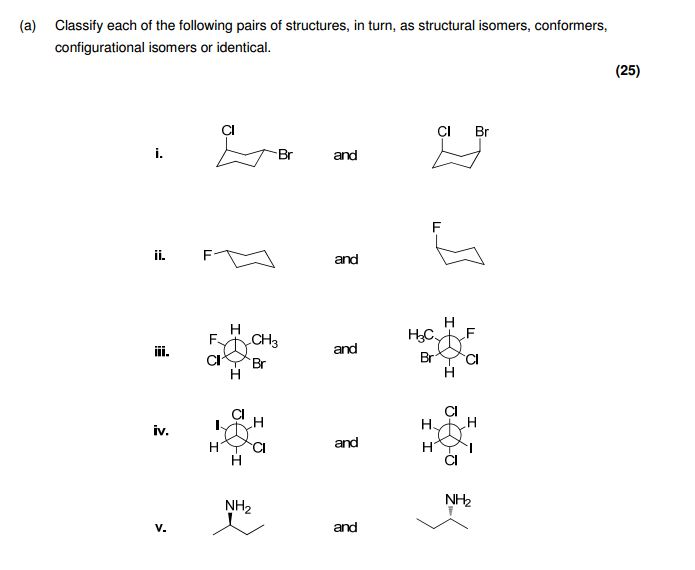 Solved Classify each of the following pairs of structures, | Chegg.com