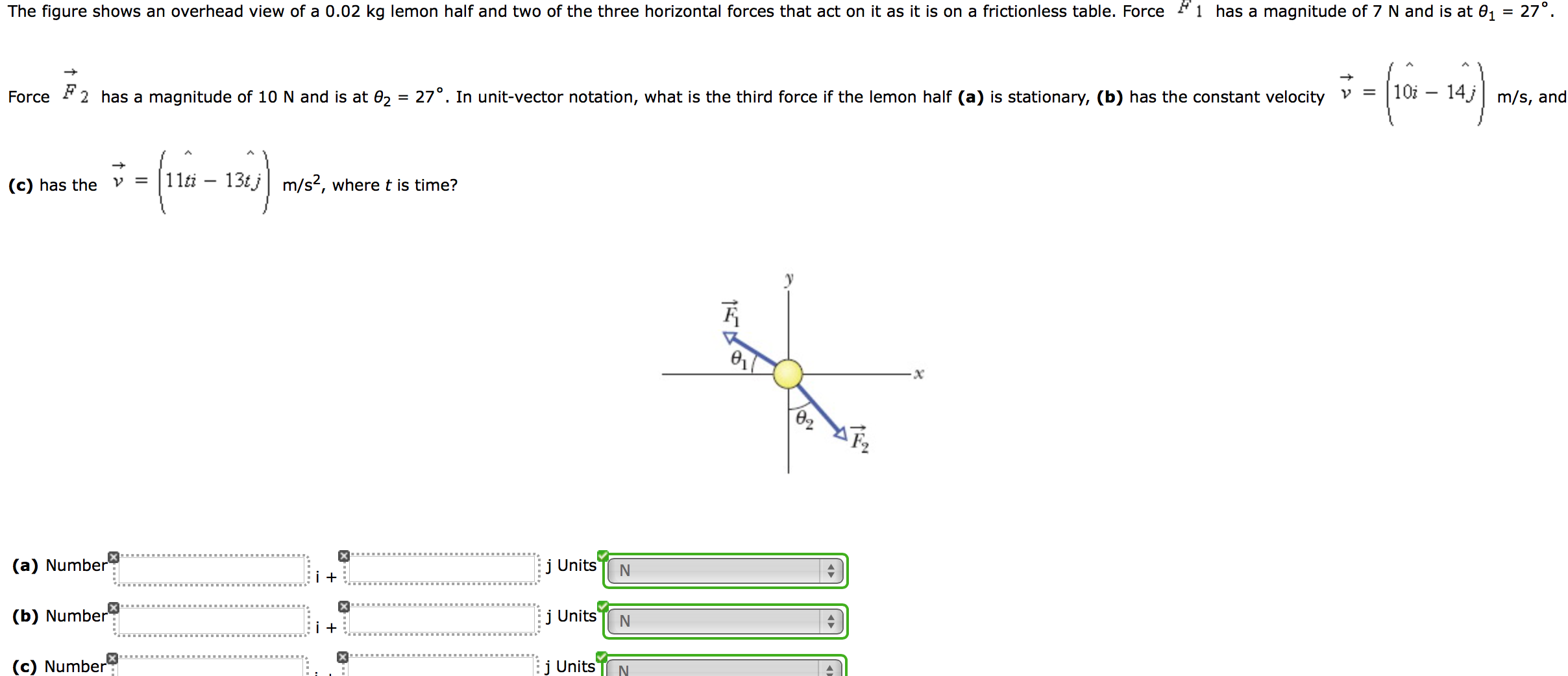 Solved The figure shows an overhead view of a 0.02 kg lemon | Chegg.com
