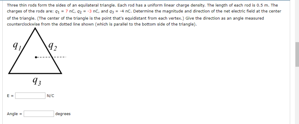 Solved Three thin rods form the sides of an equilateral | Chegg.com