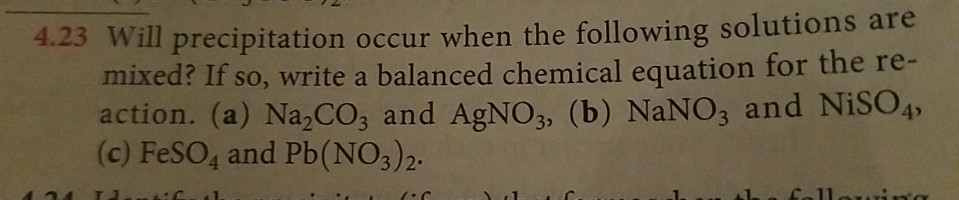 Solved Will precipitation occur when the following solutions | Chegg.com