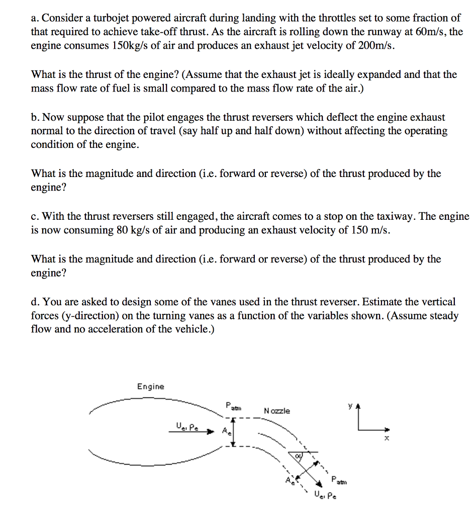 Solved a. Consider a turbojet powered aircraft during | Chegg.com