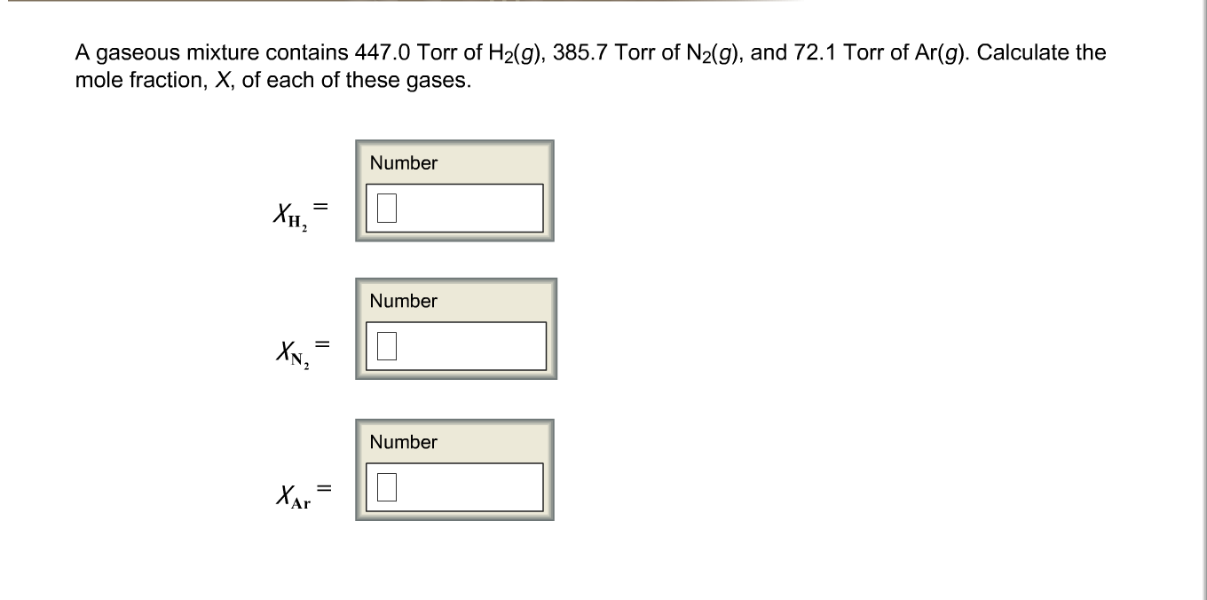 Solved A gaseous mixture contains 447.0 Torr of H2(g), 385.7 | Chegg.com
