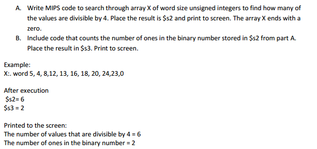 Solved Write MIPS code to search through array X of word | Chegg.com