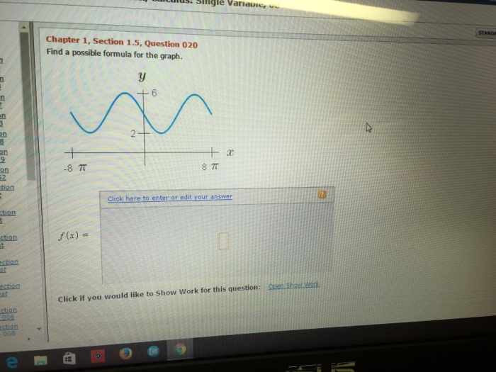 Solved Find a possible formula for the graph. | Chegg.com