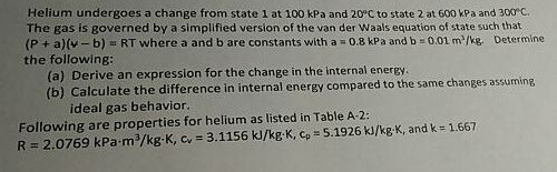 Solved Helium undergoes a change from state 1 at 100 kPa and | Chegg.com