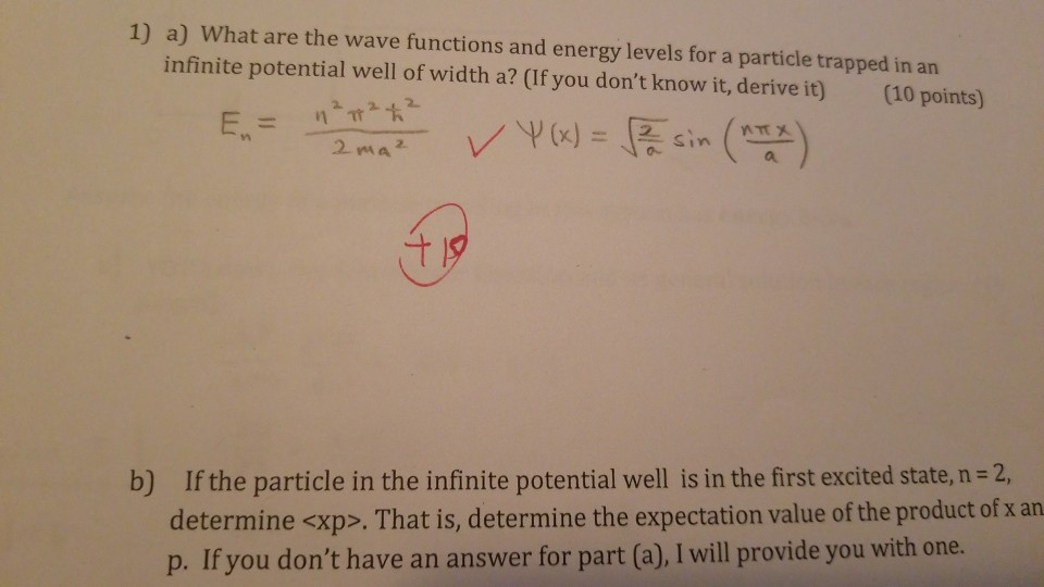 Solved 1) a) What are the wave functions and energy levels | Chegg.com