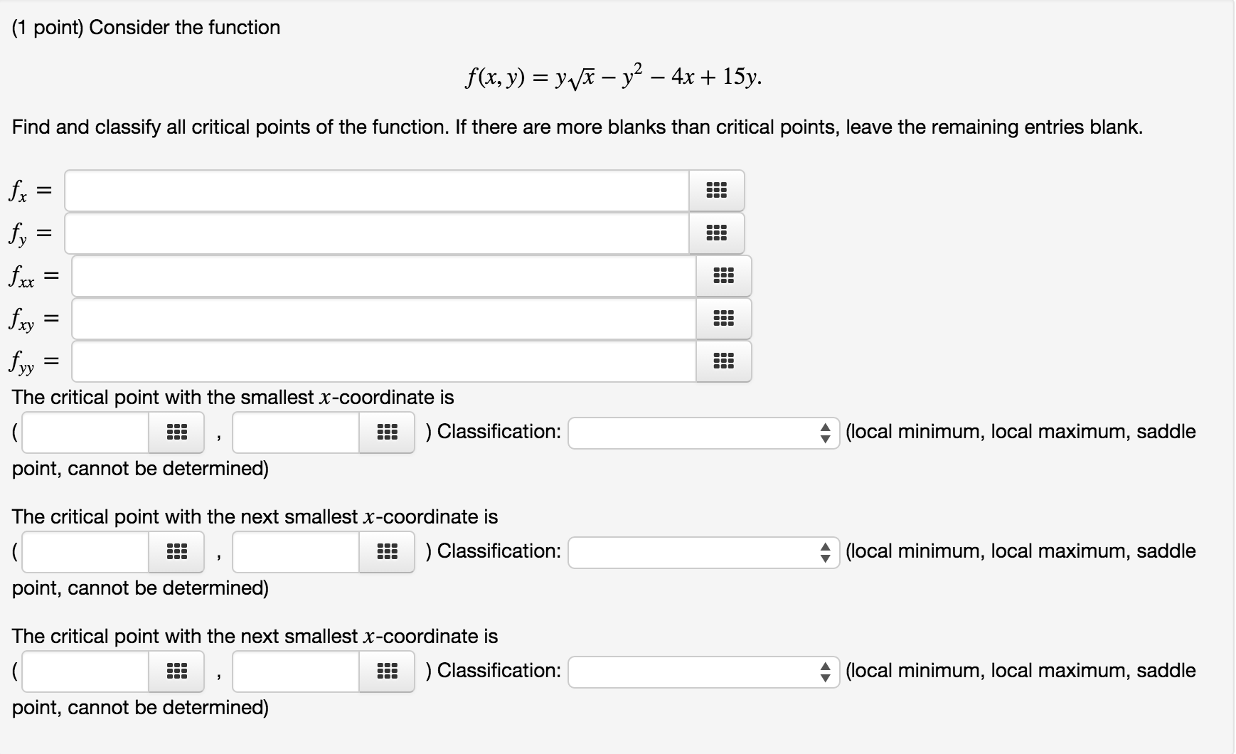 Solved Consider the function f(x, y) = y square root x - | Chegg.com