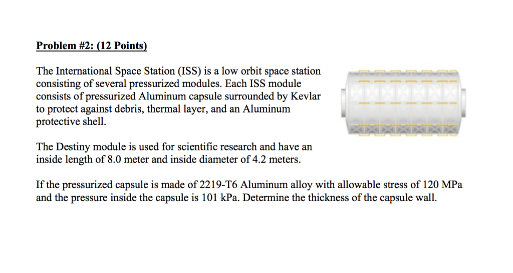Solved Problem #2: (12 Points) The International Space | Chegg.com