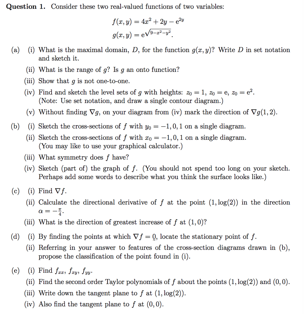 Solved Question 1 Consider These Two Real Valued Functions 
