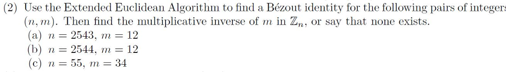 Solved Bezout's identity Example Problems EXAMPLE Find a | Chegg.com