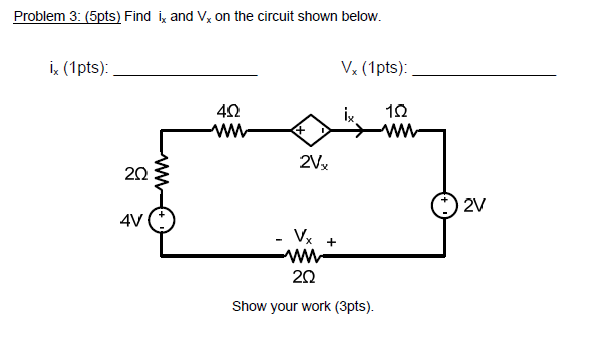 Solved Find i_x and V_x on the circuit shown below. | Chegg.com