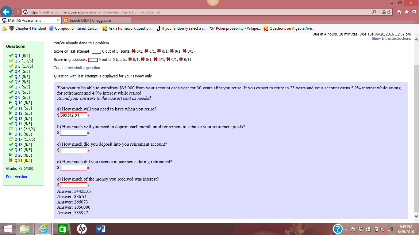 Solved You want to be able to withdraw $35,000 from your | Chegg.com