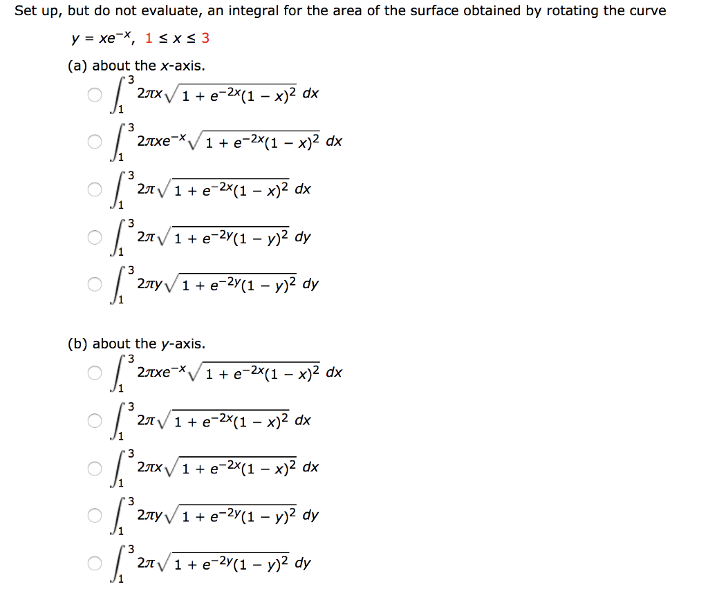 Solved Set up, but do not evaluate, an integral for the area | Chegg.com