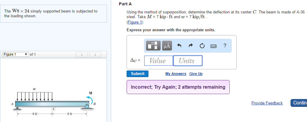 Solved The W8 times 24 simply supported beam is subjected to | Chegg.com