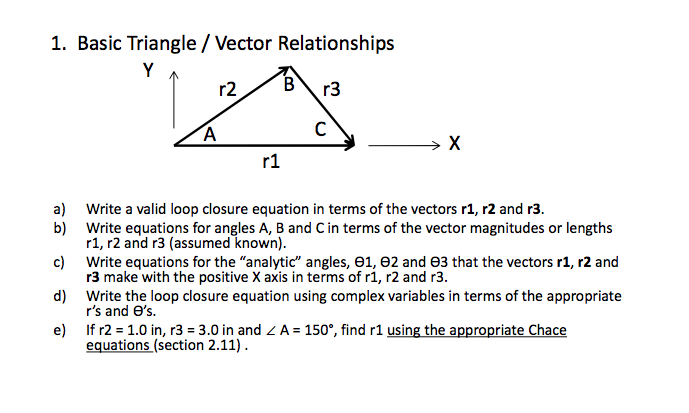 Solved 1. Basic Triangle / Vector Relationships r2 r1 Write | Chegg.com
