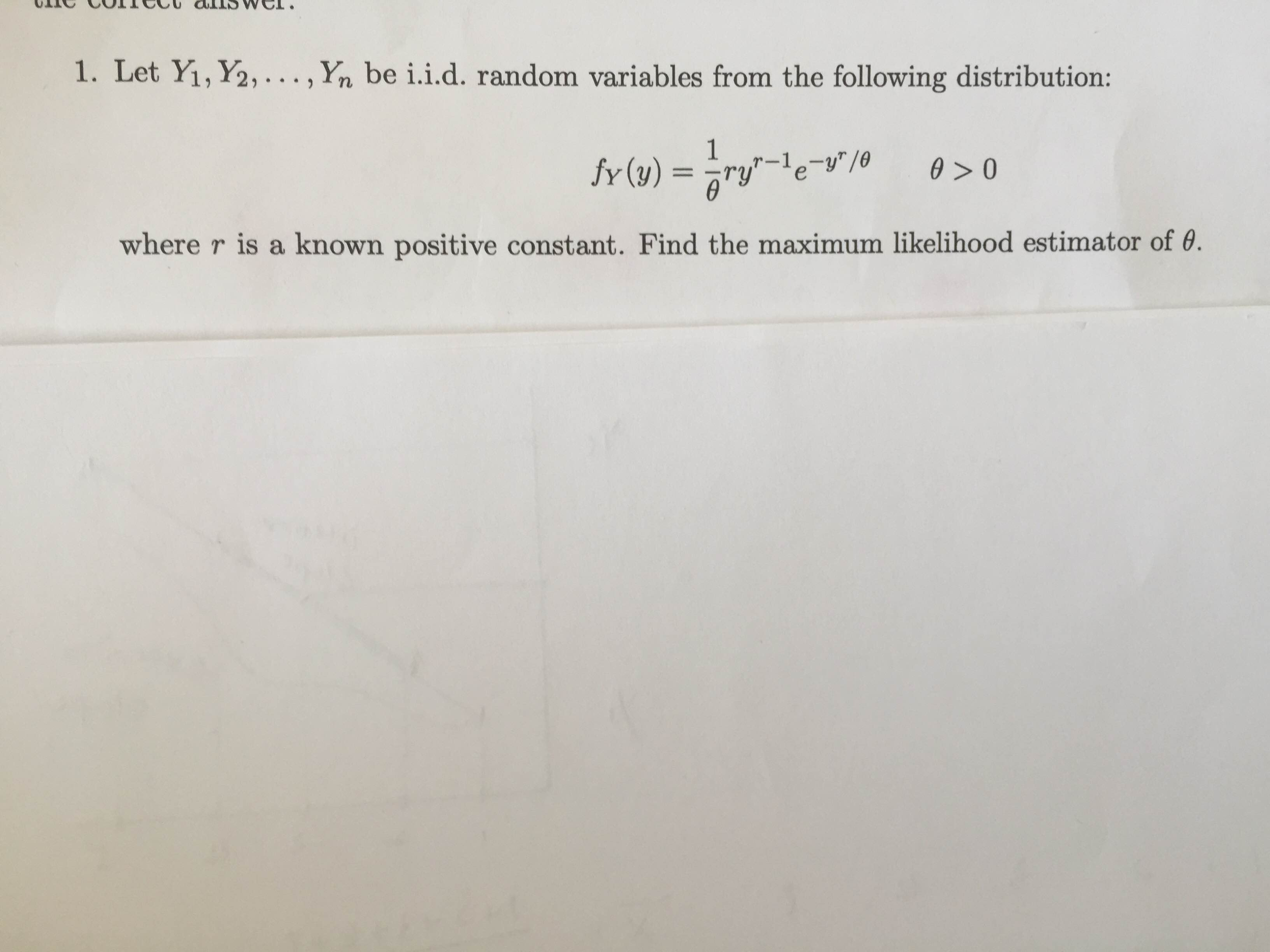 Solved 1. Let Y, Y2, Yn be i.i.d. random variables from the | Chegg.com