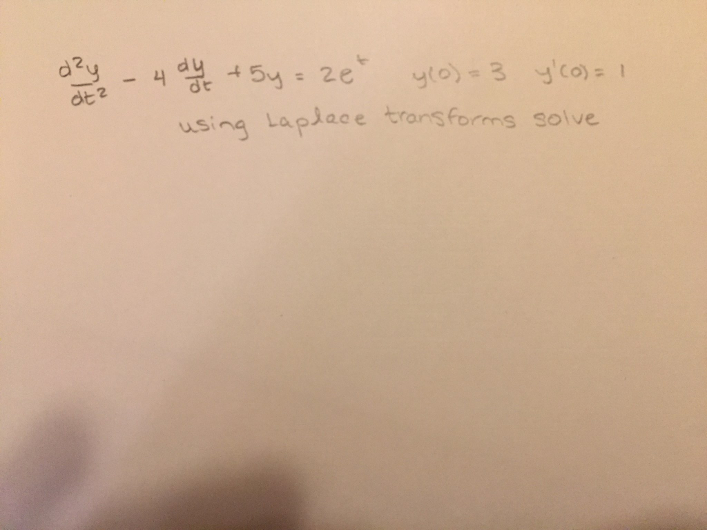 Solved 2 dy dt2 using Laplace transforms solve | Chegg.com