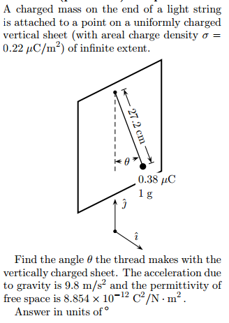 Solved A charged mass on the end of a light string is | Chegg.com