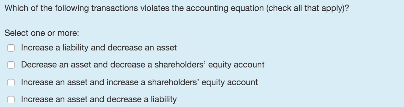 Solved Which of the following transactions violates the | Chegg.com