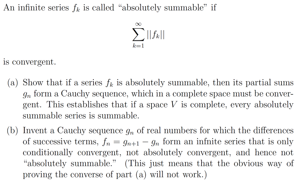 Solved Show that if a series fk is absolutely summable, then | Chegg.com