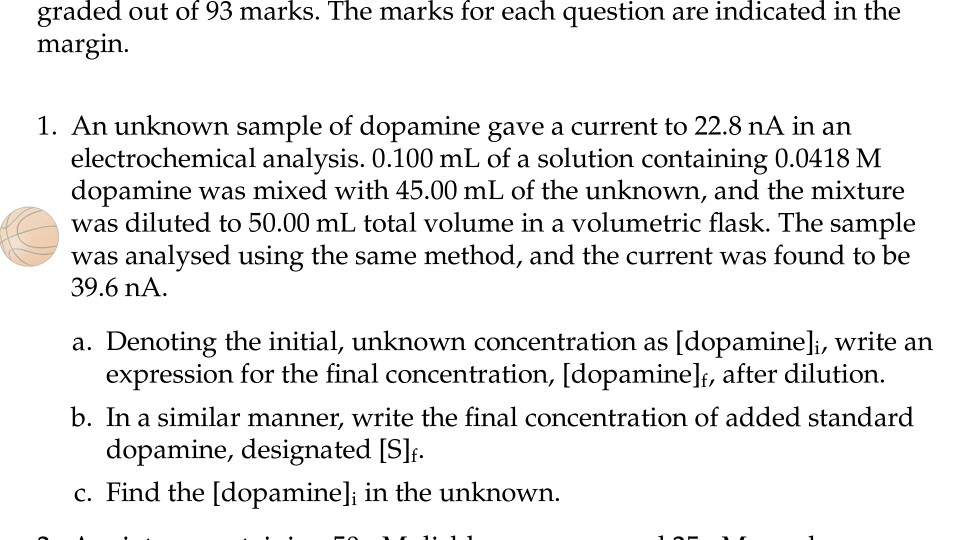 Solved An unknown sample of dopamine gave a current to 22.8 | Chegg.com