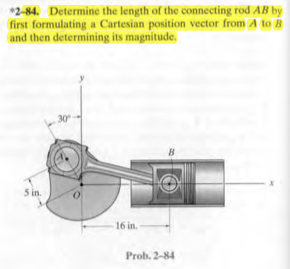 Solved Determine the length of the connecting rod AH by | Chegg.com