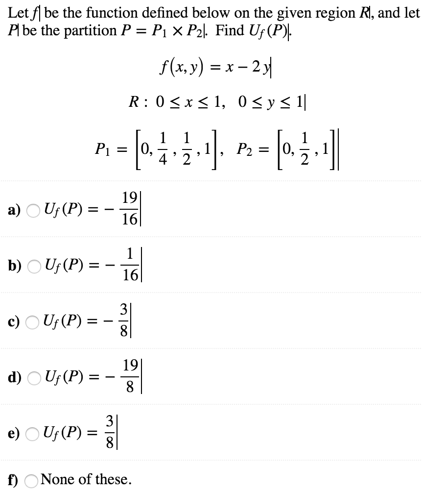 Solved Let f be the function defined below on the given | Chegg.com