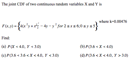 Solved The joint CDF of two continuous random variables X | Chegg.com