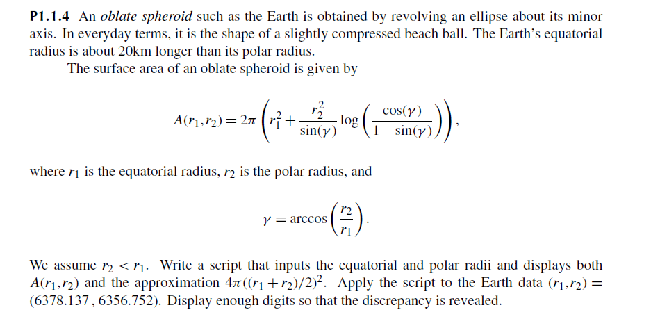 Solved An oblate spheroid such as the Earth is obtained by | Chegg.com