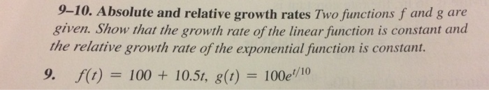 Solved 9-10. Absolute and relative growth rates Two | Chegg.com