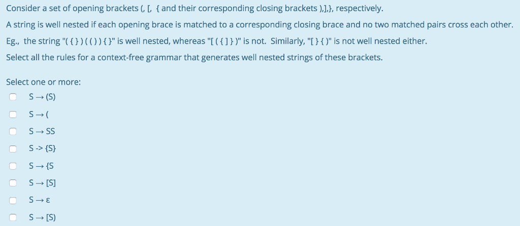 Solved Consider a set of opening brackets (L (and their | Chegg.com