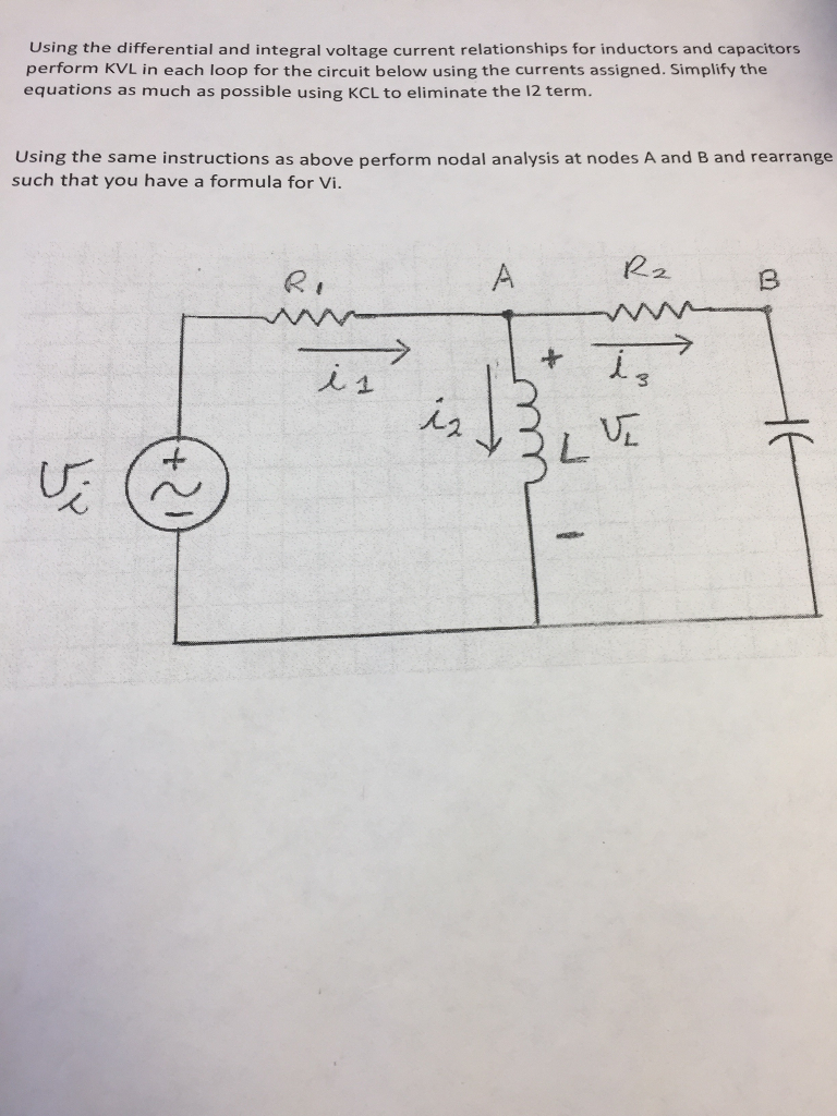 Solved Using the differential and integral voltage current | Chegg.com