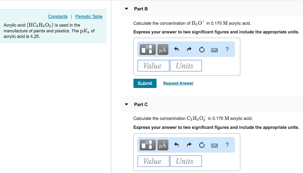 Solved Part B Constants Periodic Table Acrylic acid (HC3 | Chegg.com