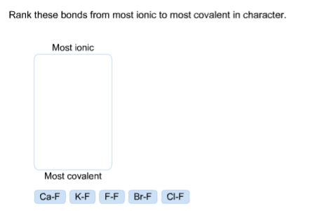 Solved Rank these bonds from most ionic to most covalent in | Chegg.com