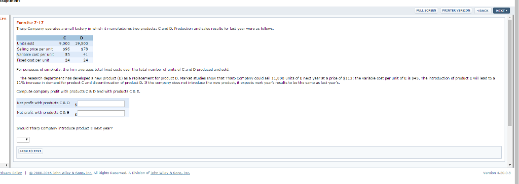 Solved PRINTER VERSION RACK Exercise 7-17 Tha Company | Chegg.com