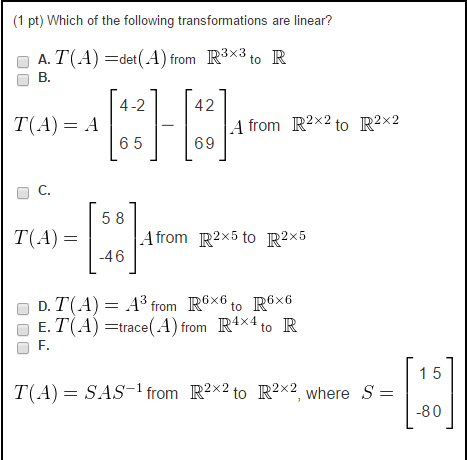 Solved Which of the following transformation are linear ? | Chegg.com