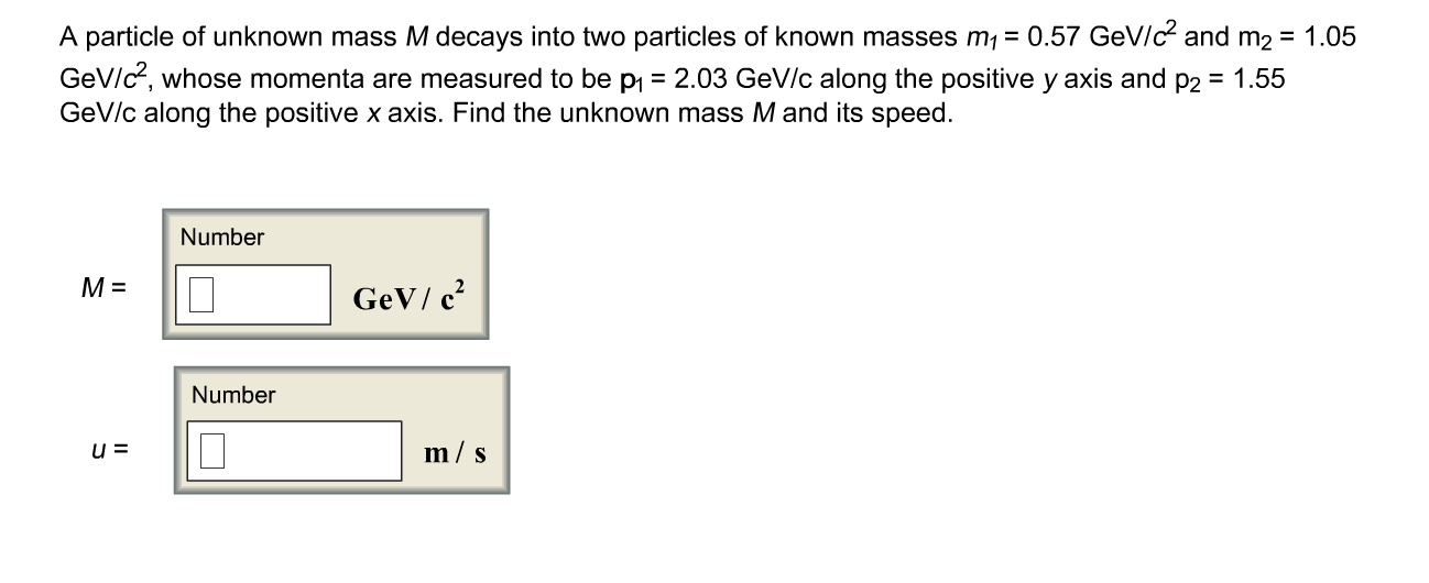 Solved A particle of unknown mass M decays into two | Chegg.com